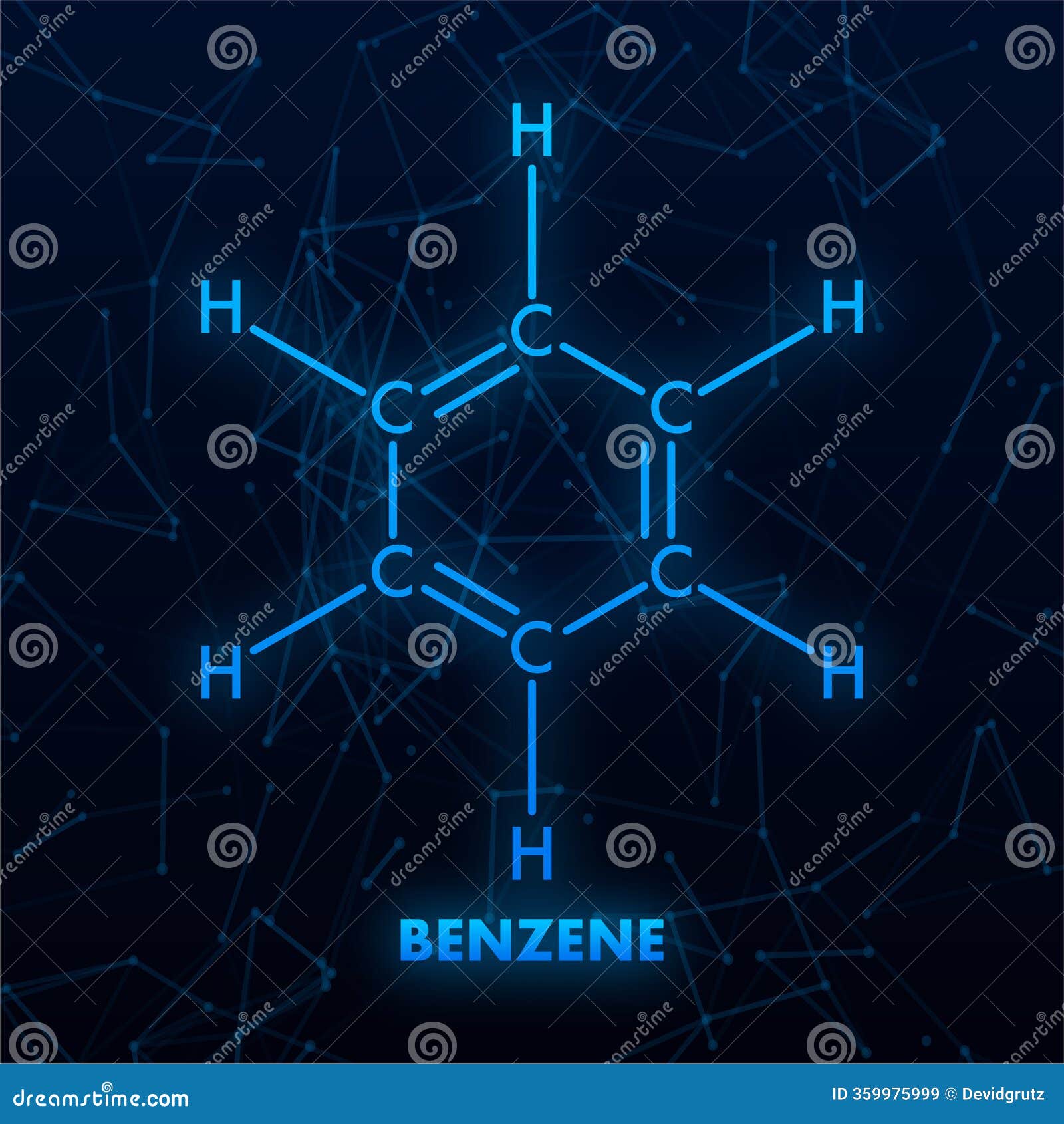 Benzene Molecular Formula with Network Connection Lines Forming ...