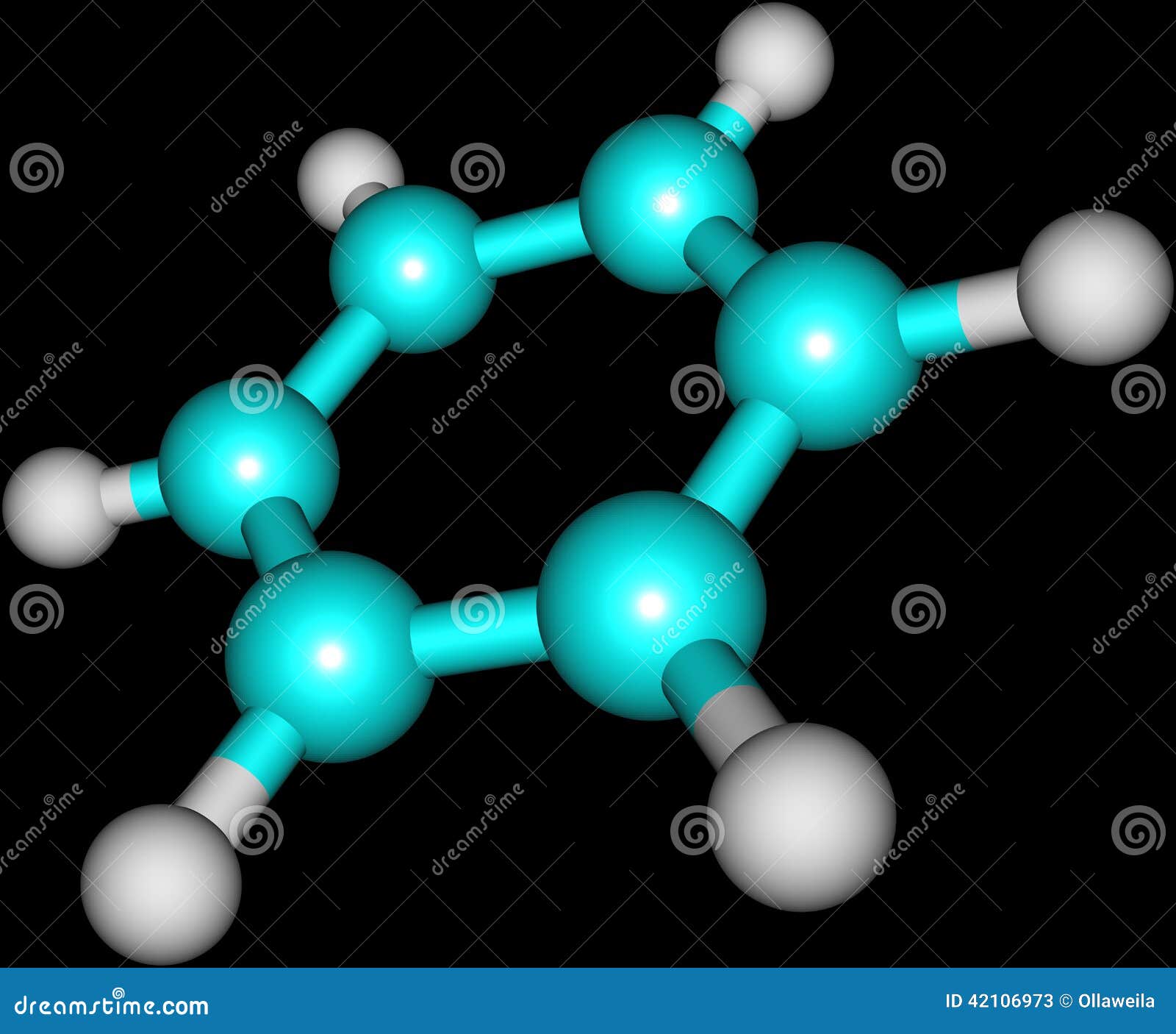 Benzene Molecular Structure on Black Background Stock Illustration ...
