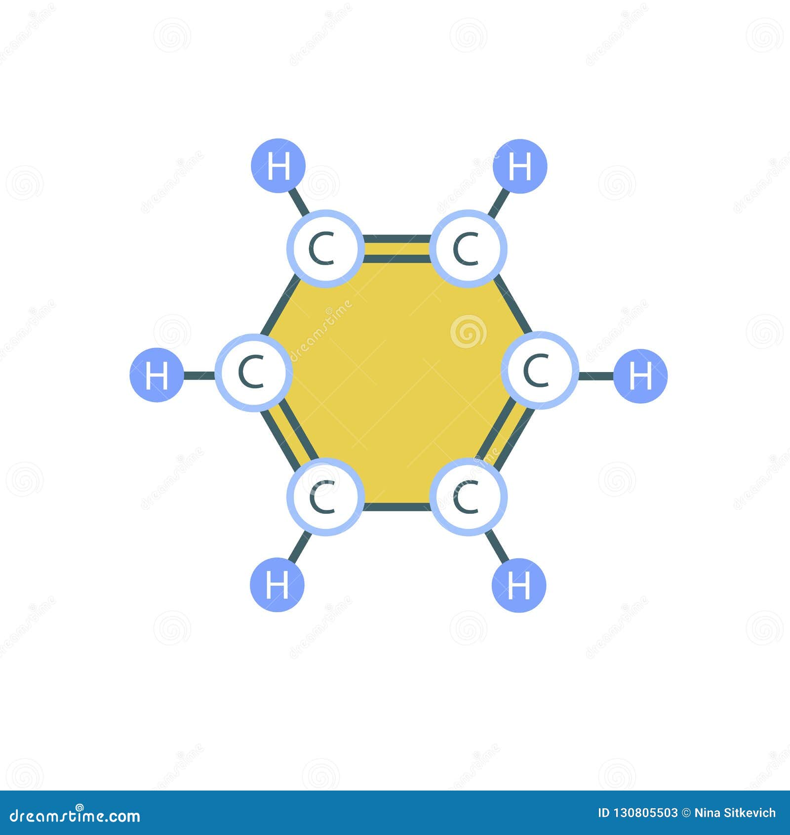Benzene Molecule Icon, Flat Style Stock Vector - Illustration of ...