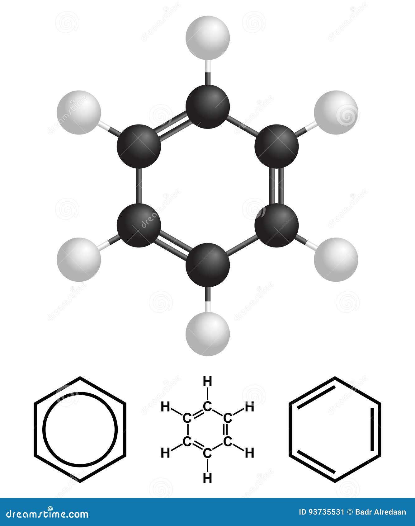 Benzene Structure, Formula Isolated on White Background. Vector ... Benzene Structure, Formula Isolated on White Background. Vector ...