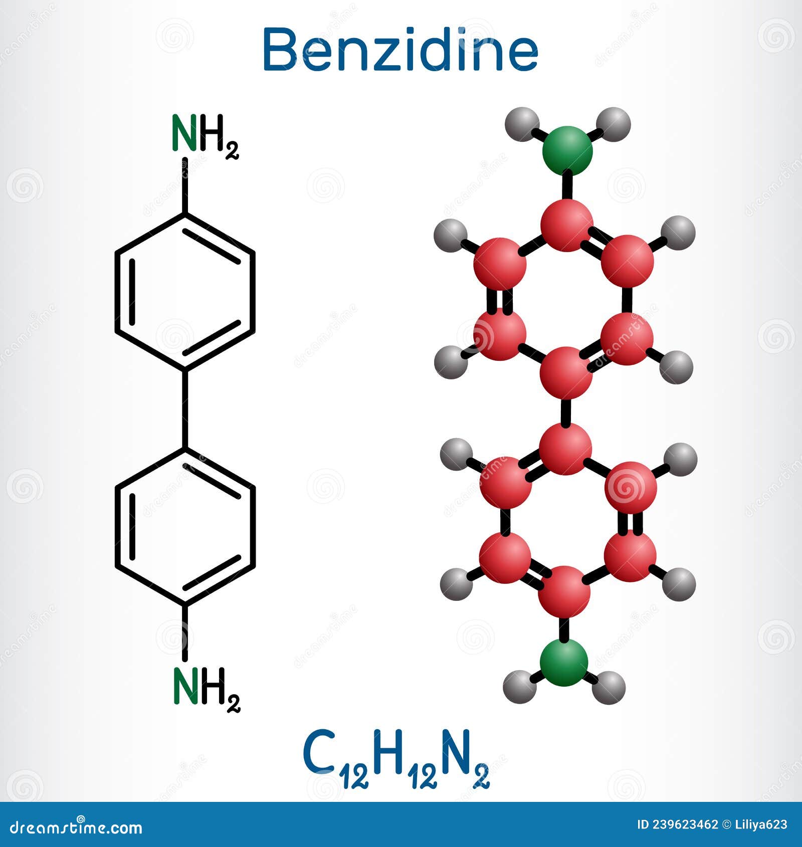 Benzidine Molecule. it is Aromatic Amine, Used for the Detection of ...