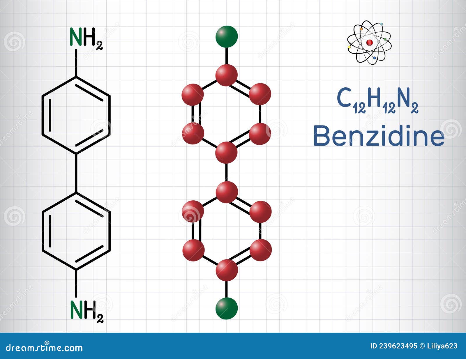 Benzidine Molecule. it is Aromatic Amine, Used for the Detection of ...