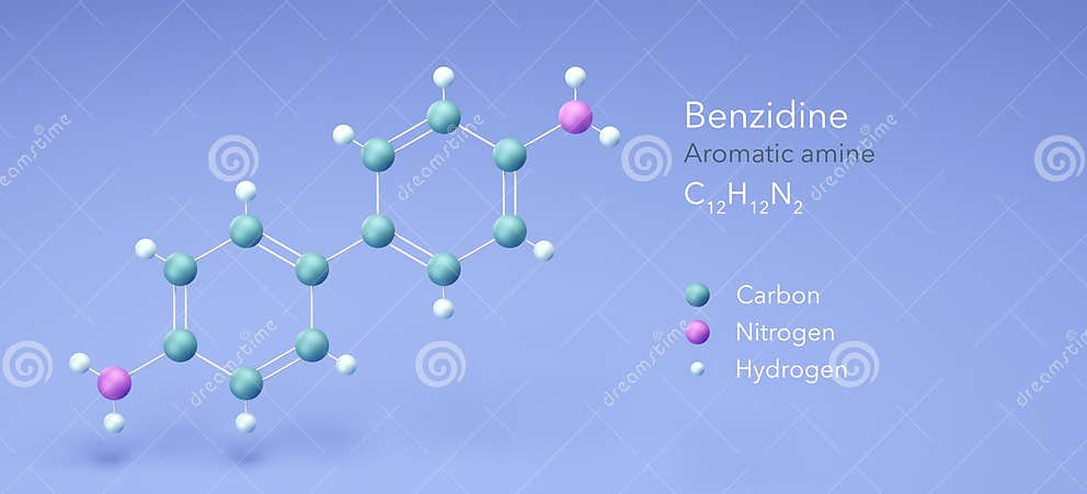 Benzidine Molecule, Molecular Structures, 3d Model, Structural Chemical ...