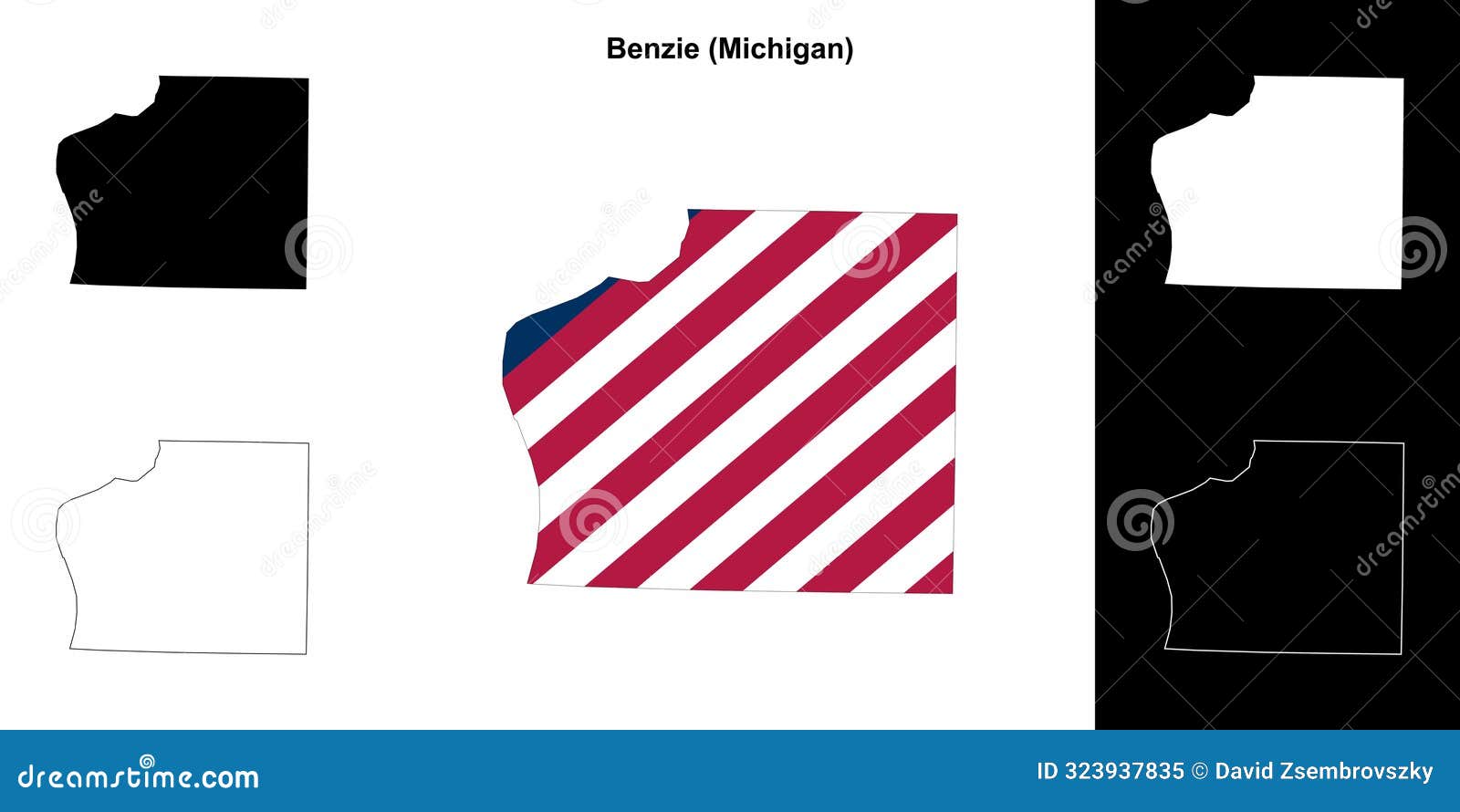 Benzie outline map stock illustration. Illustration of region - 323937835