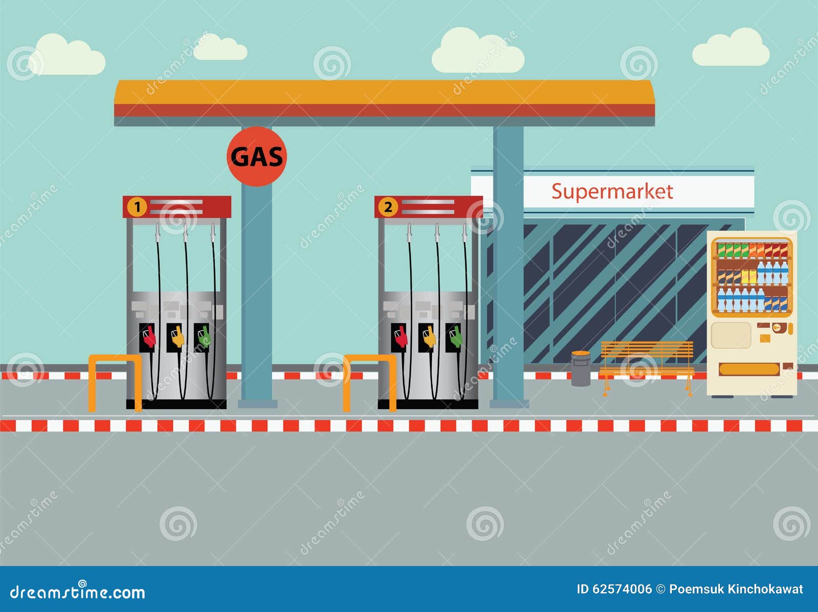Benzinestation Vector Vlakke Illustratie Vector Illustratie ...