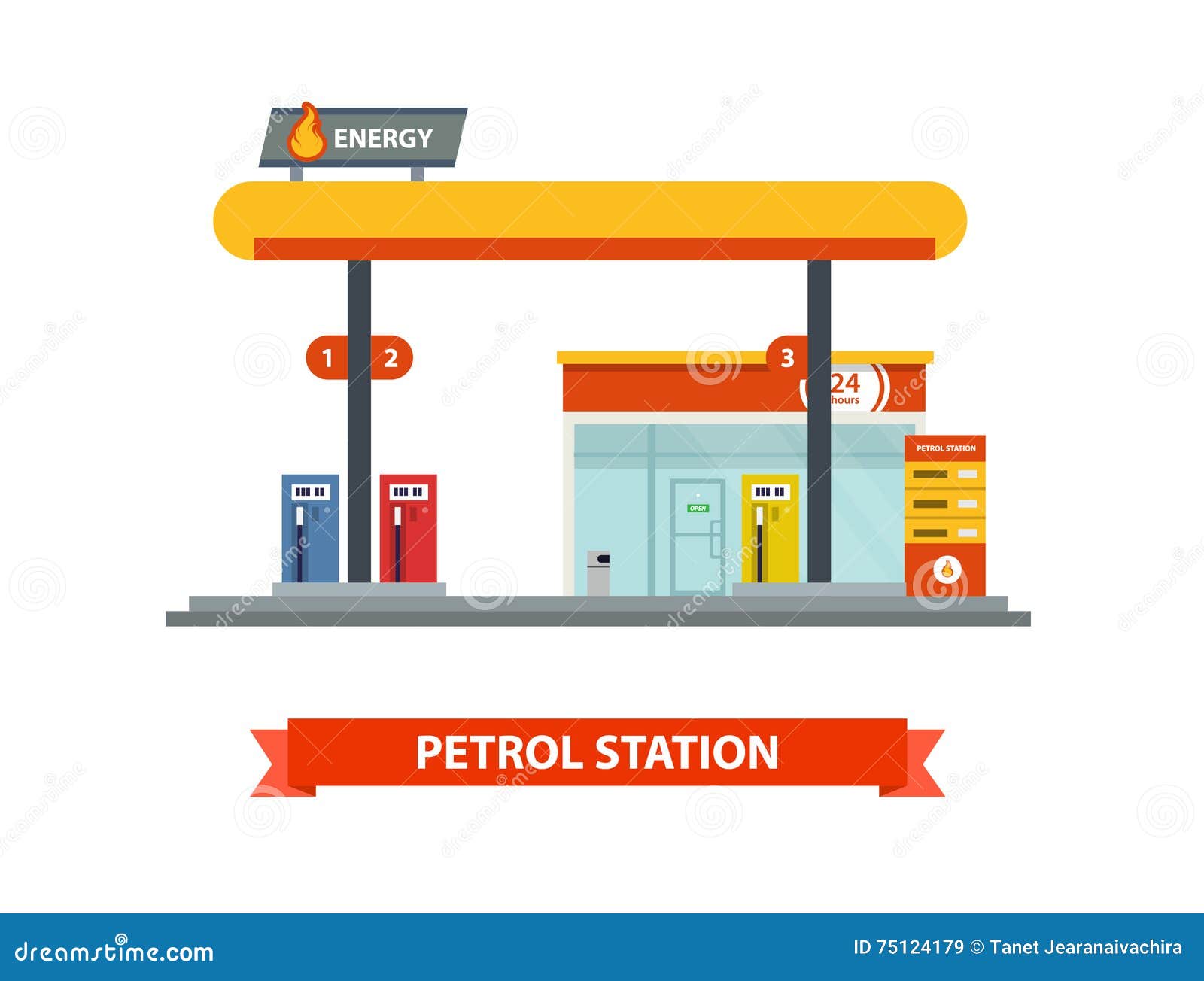 Benzinestation Vector Vlakke Illustratie Vector Illustratie ...