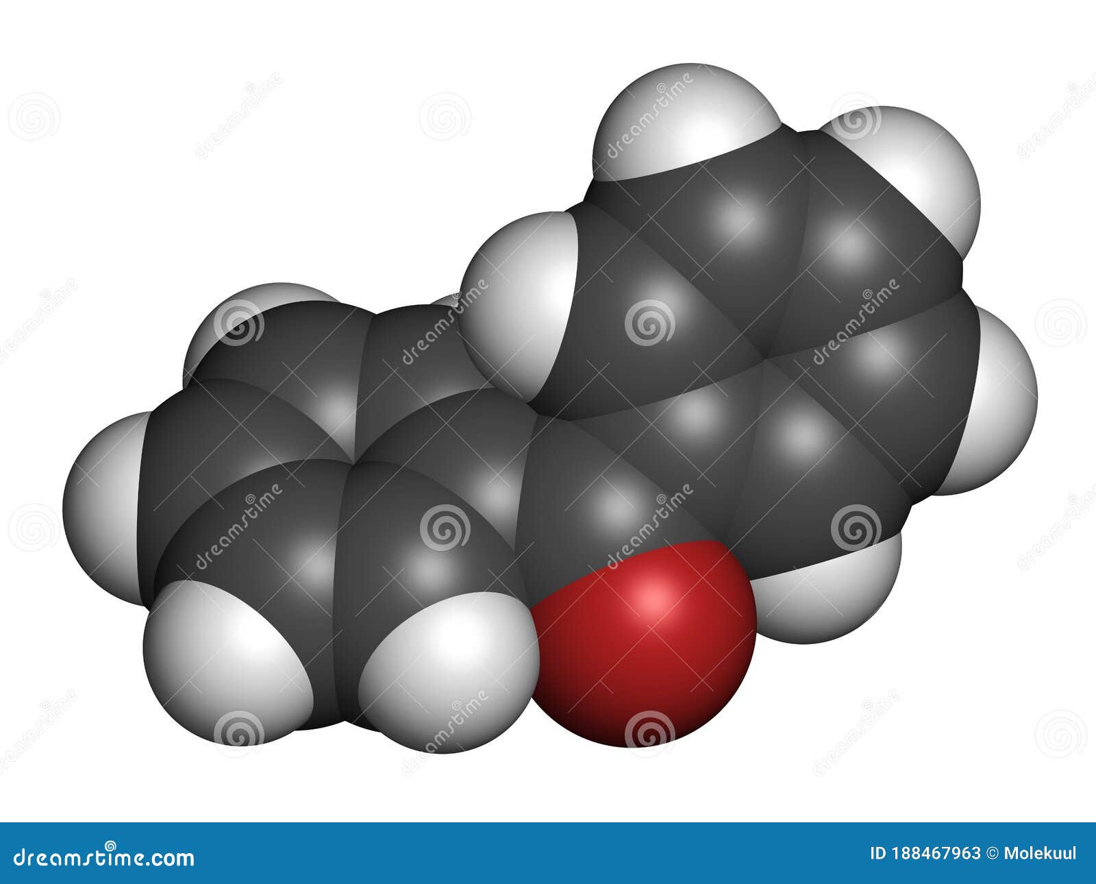 Benzophenone Molecule, 3D Rendering. Atoms are Represented As Spheres ...