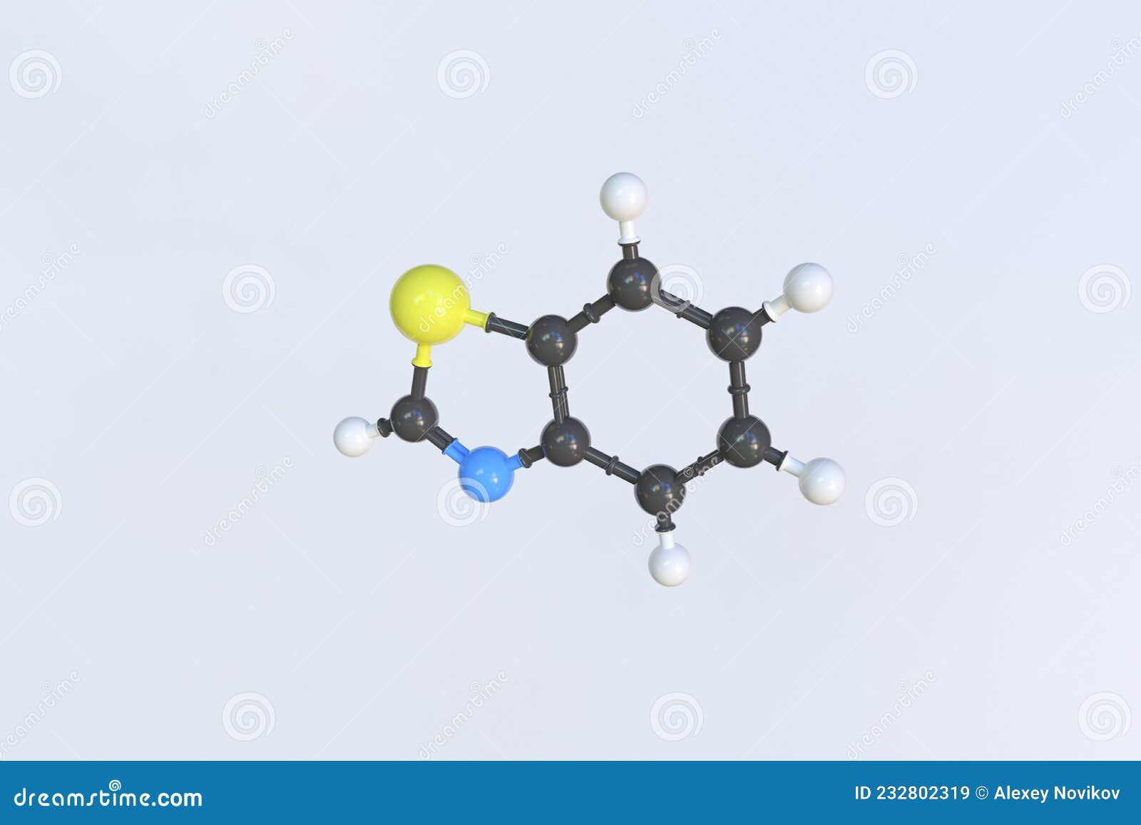Benzothiazole Molecule, Isolated Molecular Model. 3D Rendering Stock ...