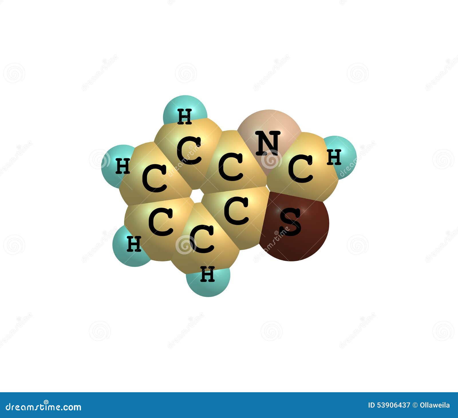 Benzothiazole Molecule Isolated on White Stock Illustration ...