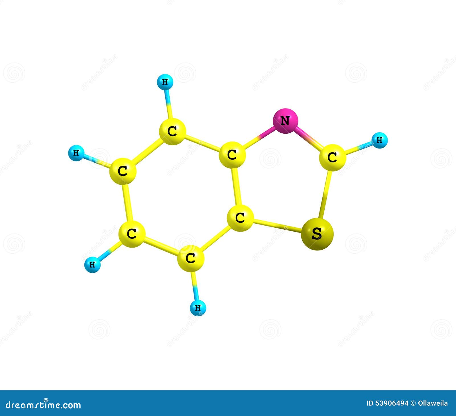 Benzothiazole Molecule Isolated on White Stock Illustration ...