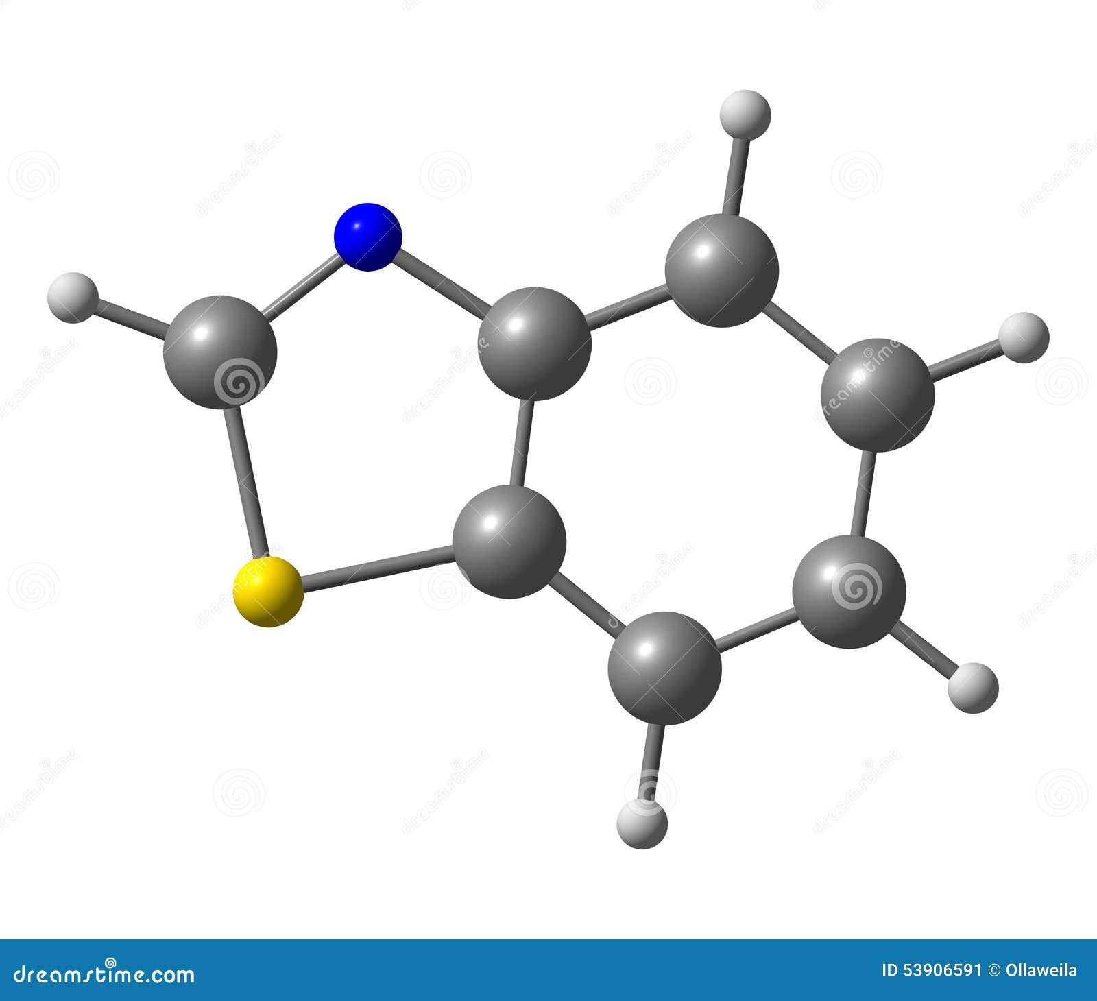 Benzothiazole Molecule on White Stock Illustration - Illustration of ...