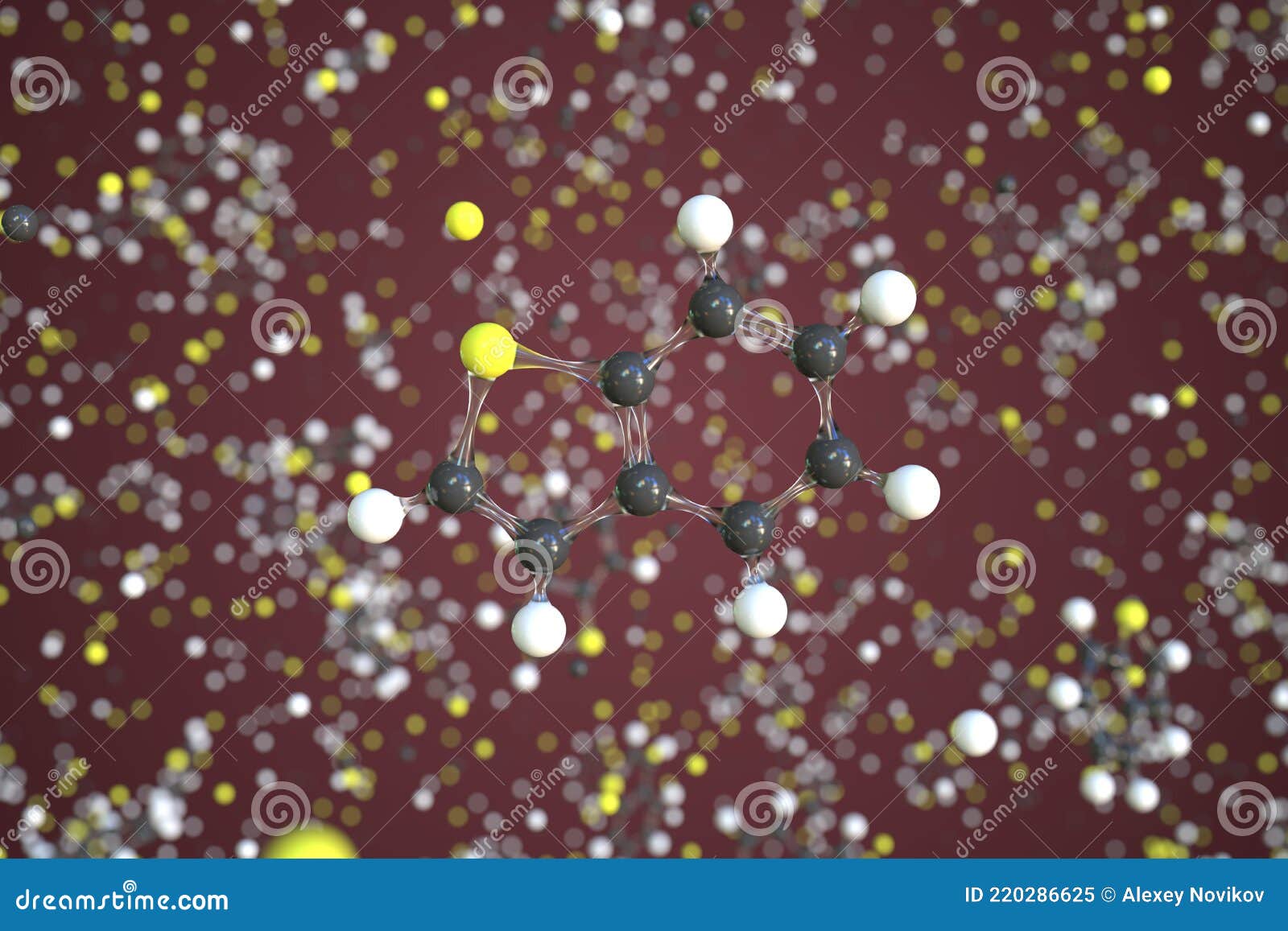 Benzothiophene Molecule, Conceptual Molecular Model. Scientific 3d ...