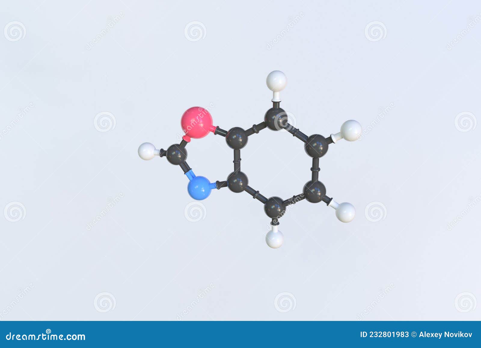 Benzoxazole Molecule. Isolated Molecular Model. 3D Rendering Stock ...
