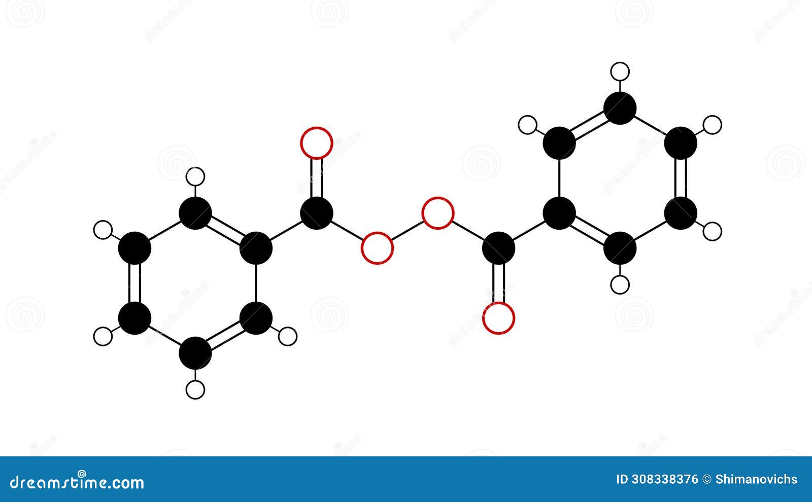 Benzoyl Peroxide Molecule, Structural Chemical Formula, Ball-and-stick ...