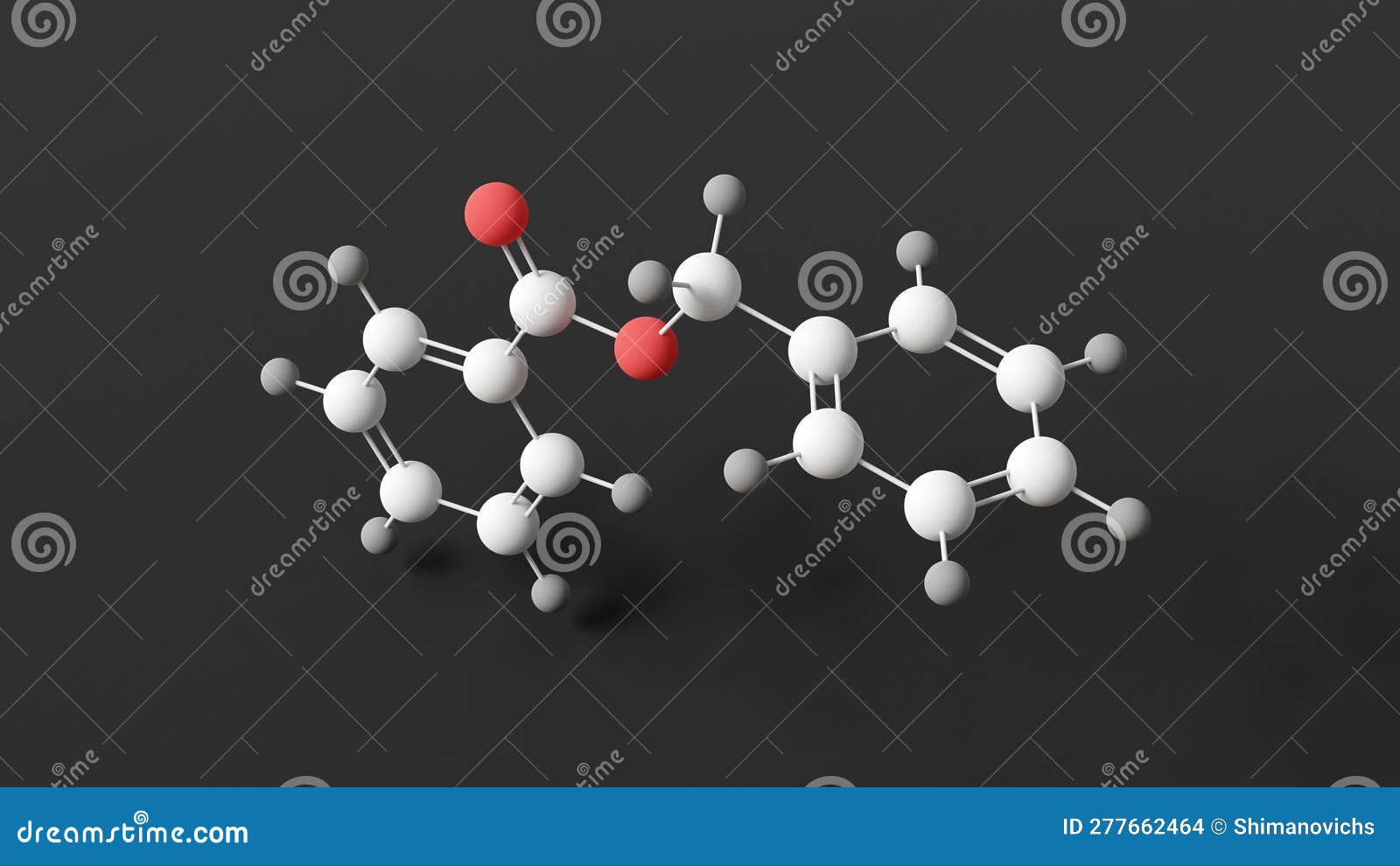 Benzyl Benzoate Molecule, Molecular Structure, Ascabin, Ball and Stick ...