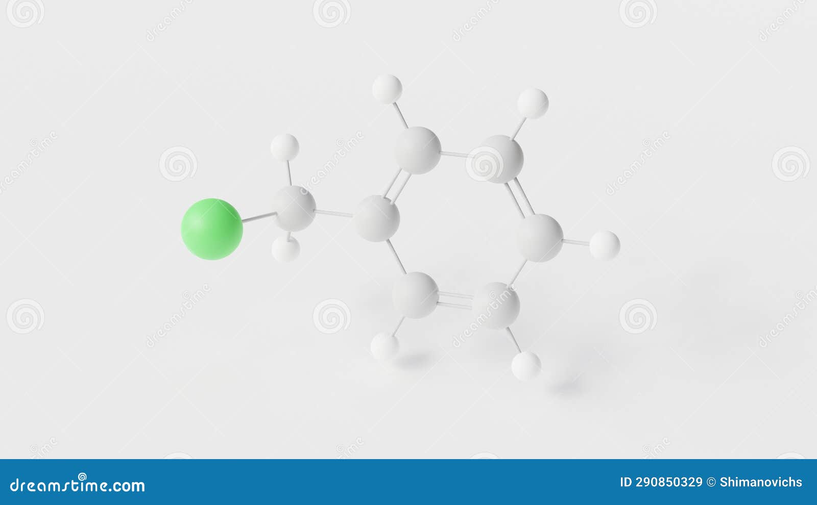 Benzyl Chloride Molecule 3d, Molecular Structure, Ball And Stick Model ...