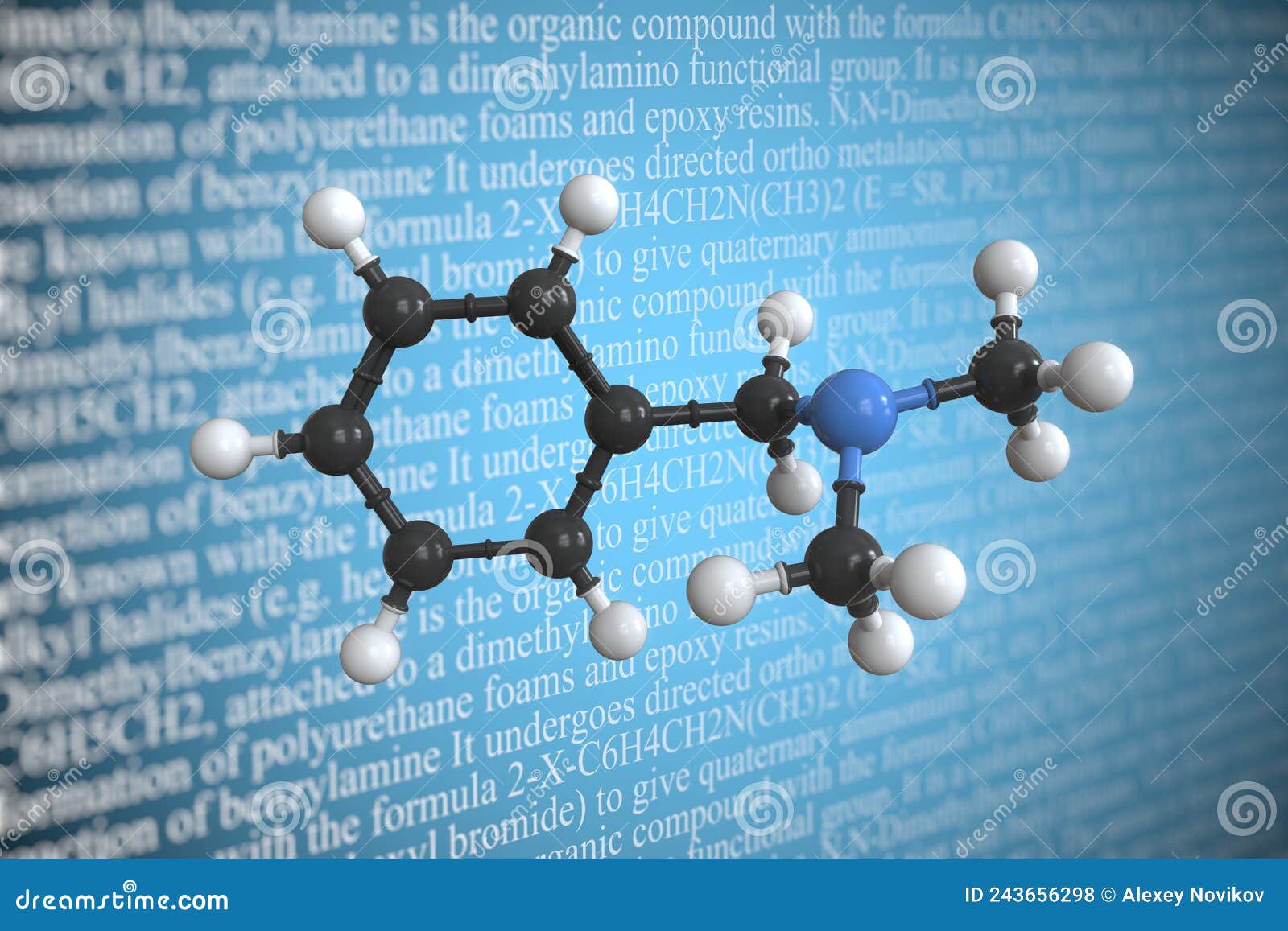 Benzyldimethylamine Scientific Molecular Model, 3D Rendering Stock ...