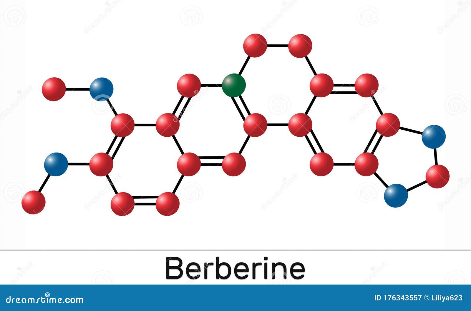 Berberine C20H18NO4, Herbal Alkaloid Molecule. Structural Chemical ...
