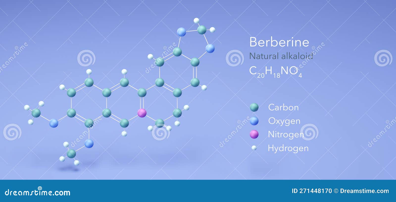 Berberine Molecule, Molecular Structures, Natural Alkaloid, 3d Model ...