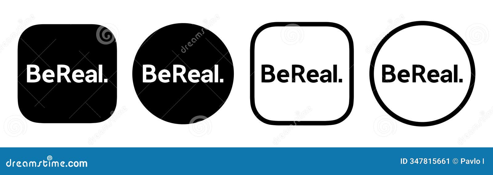 Bereal Logo Set, Mobile Application, Social Network Stock Illustration ...