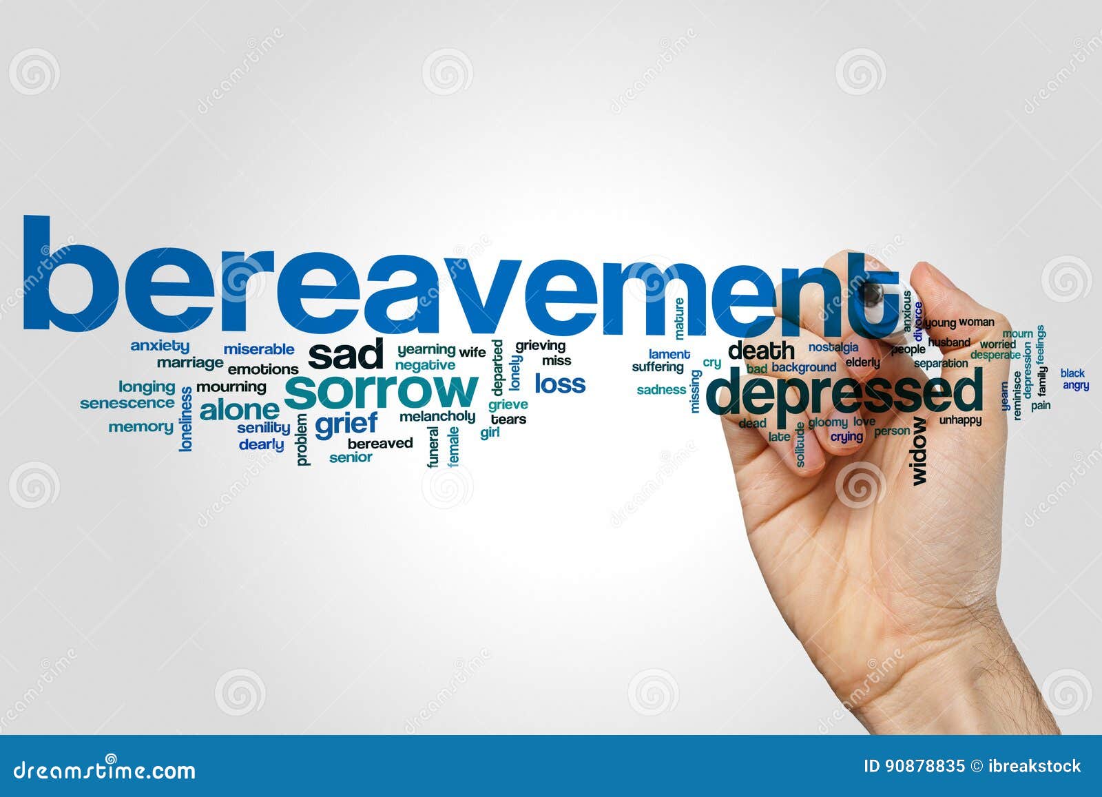 Bereavement Word Cloud Concept on Grey Background Stock Image - Image ...