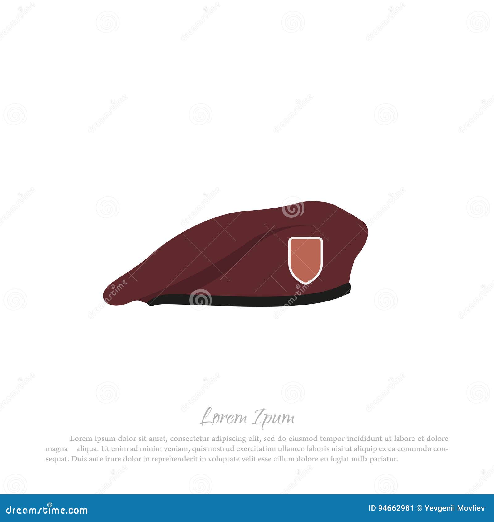 Beret of Soldier on a White Background. Military Hat in a Flat Style ...