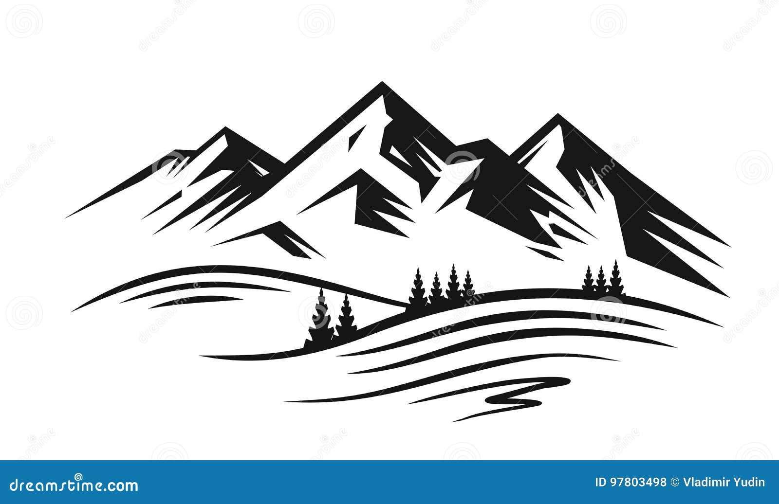 Berg en landschapsvector vector illustratie. Illustration of grafisch ...