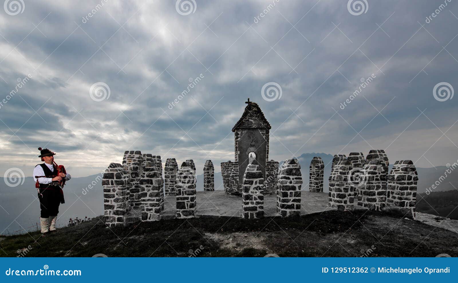 Bergamo Bagpipe. Player in a Traditional Religious Chapel with S Stock ...