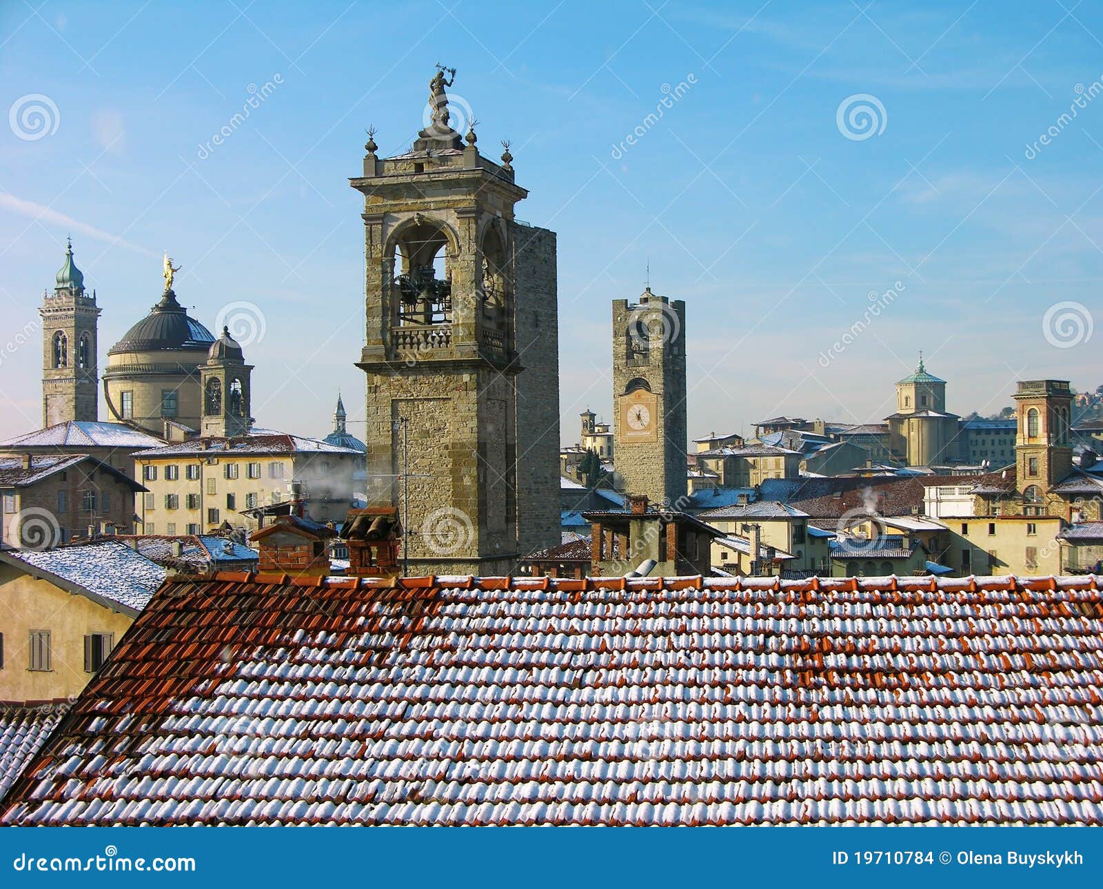 Bergamo old town, Italy stock photo. Image of bell, lombardy - 19710784