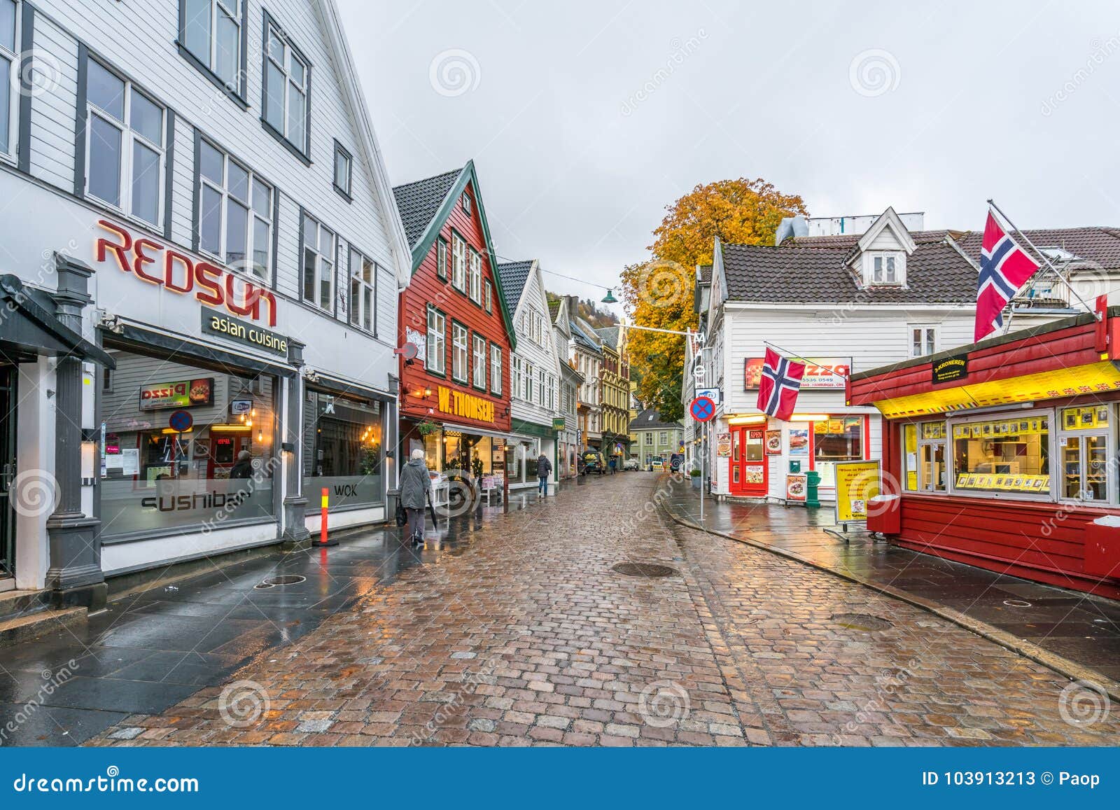 Bergen Centrum Miasta W Jesieni Zdjęcie Stock Editorial - Obraz ...