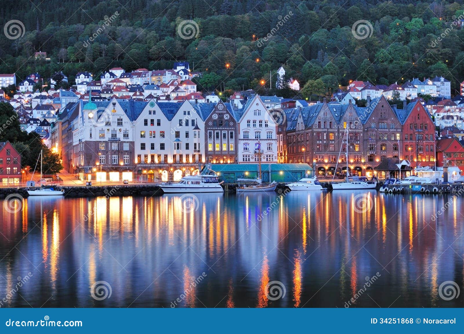 Bergen Night Scene, Norway stock photo. Image of europe - 34251868
