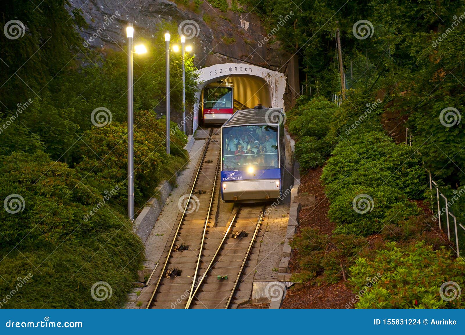 Funicular on Mount Floyen in Bergen, Norway Editorial Stock Image ...