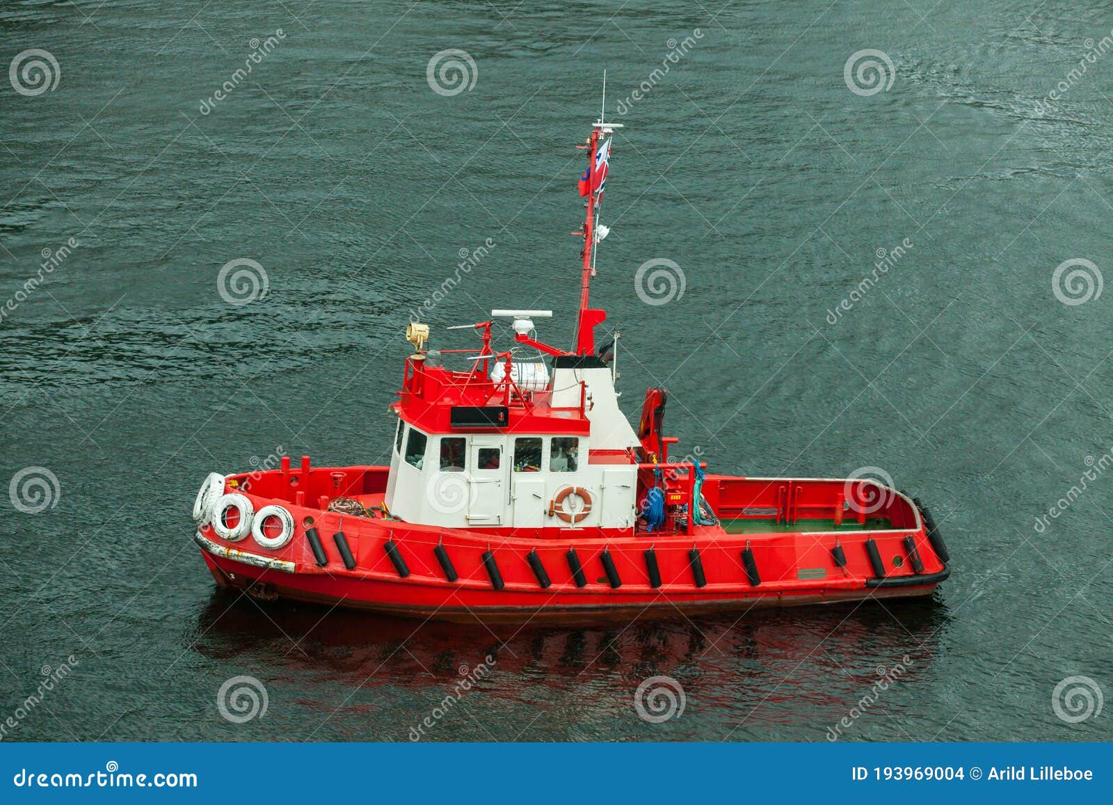 Bergen red harbor tug boat editorial stock image. Image of heavy ...