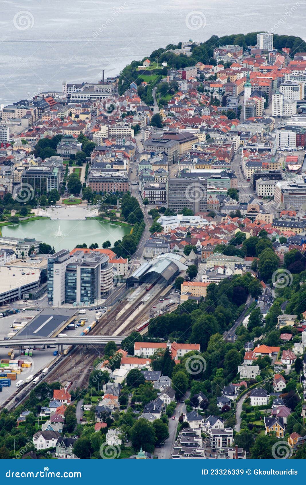 Bergen, View of the City from Above Stock Image - Image of urban, roofs ...