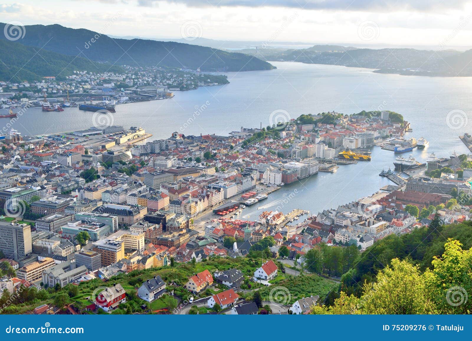 Bergen view from Floyen stock photo. Image of high, roof - 75209276