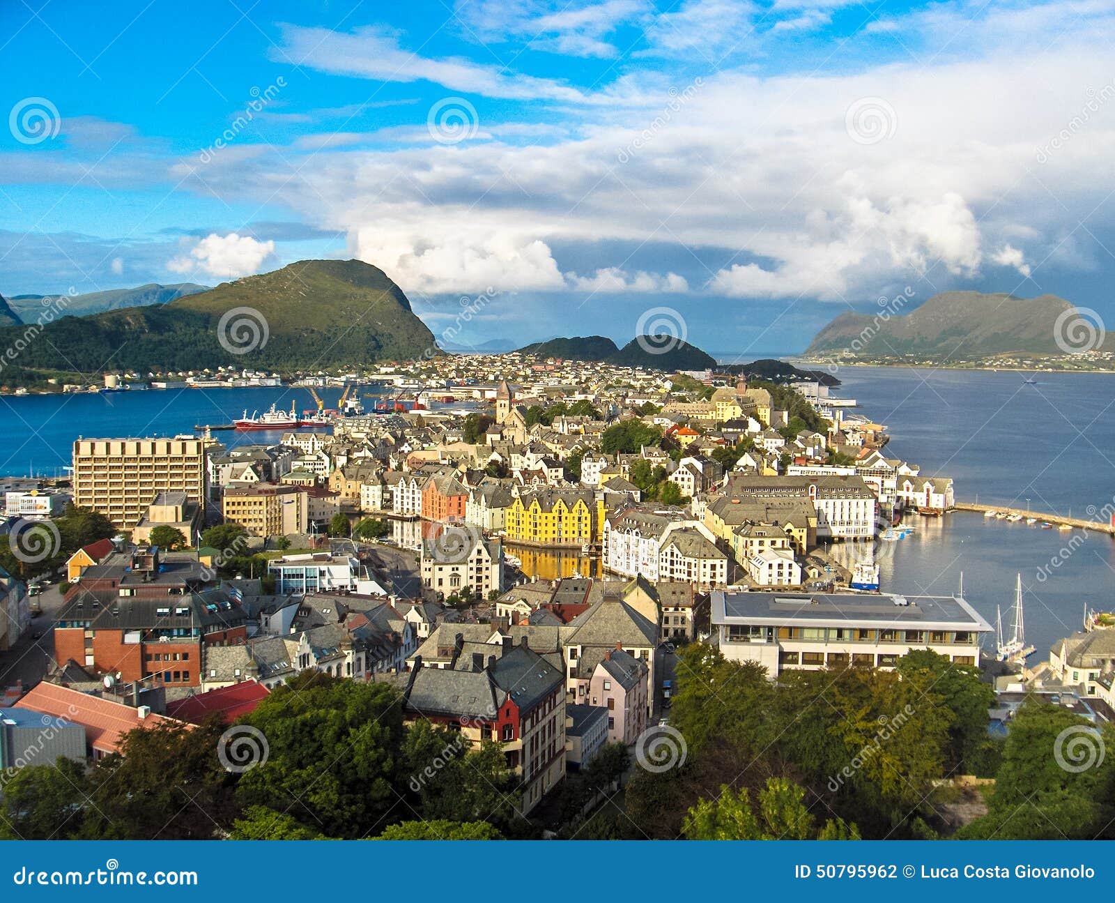Bergen view stock photo. Image of hill, view, ocean, port - 50795962