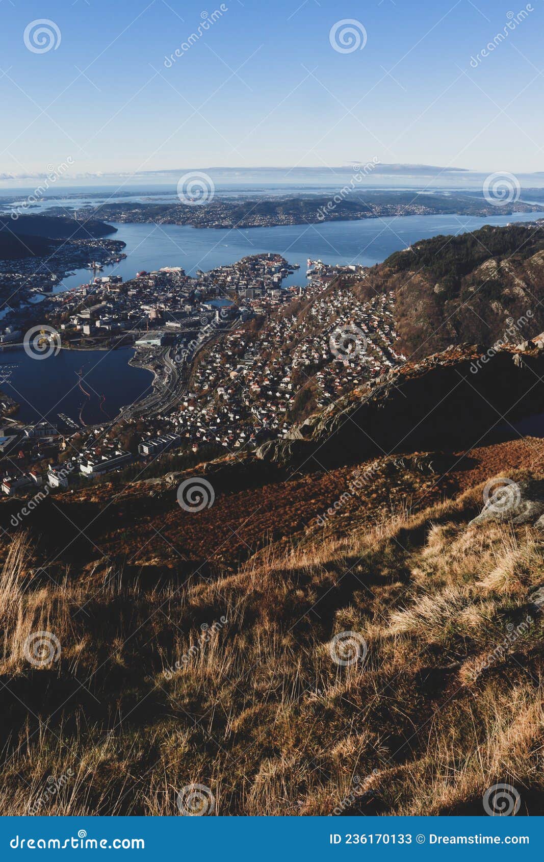 Bergen View from Ulriken Mountain Stock Image - Image of hill ...