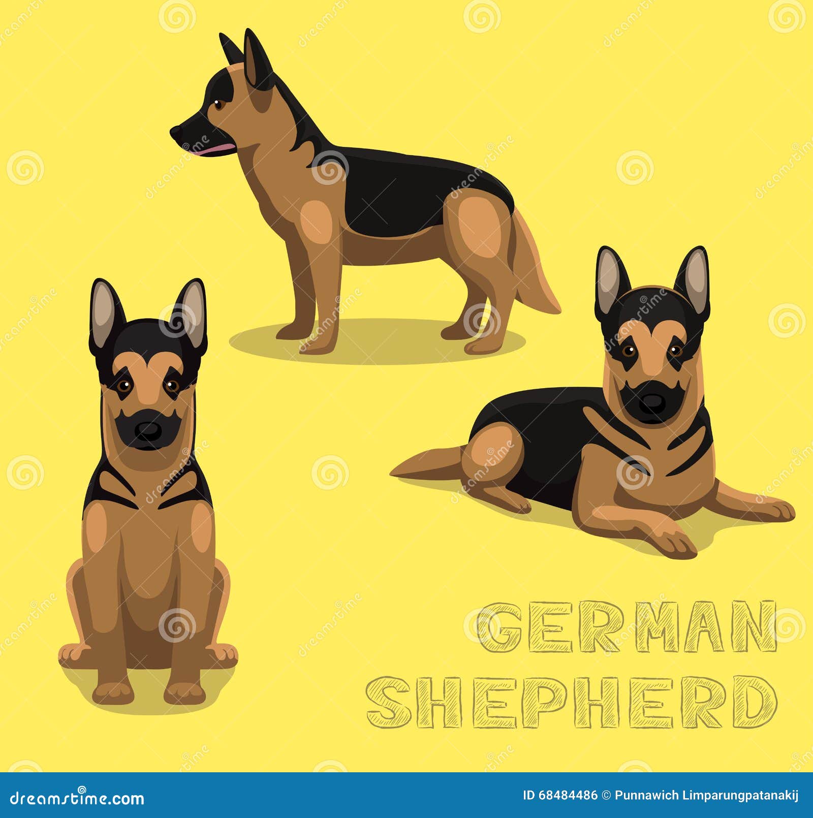 Berger Allemand Cartoon Vector De Chien Illustration de Vecteur ...