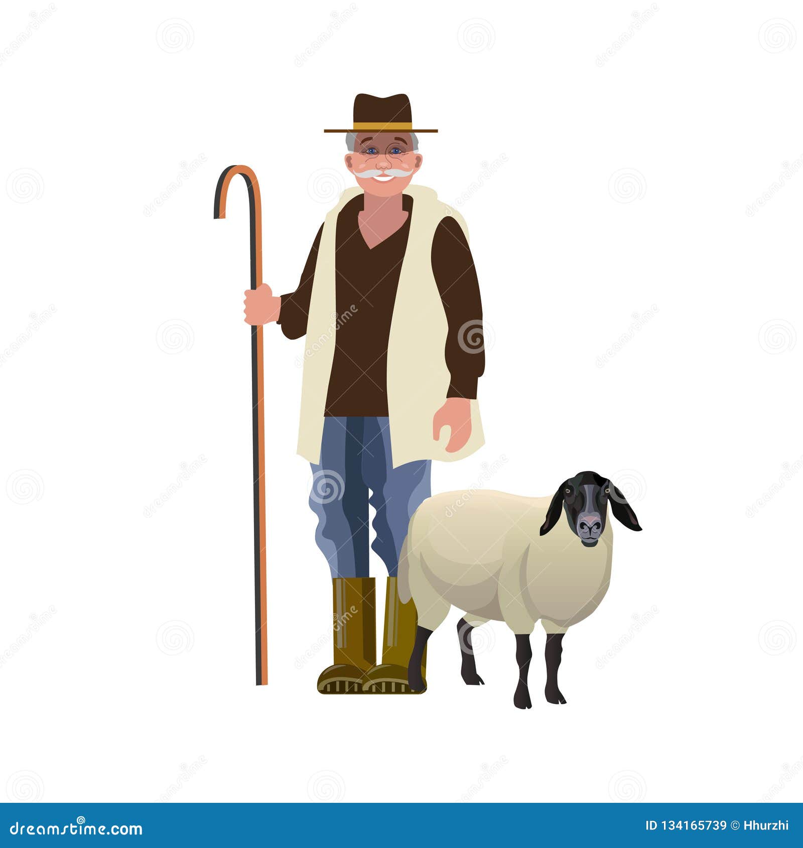 Berger avec un mouton illustration de vecteur. Illustration du affaires ...