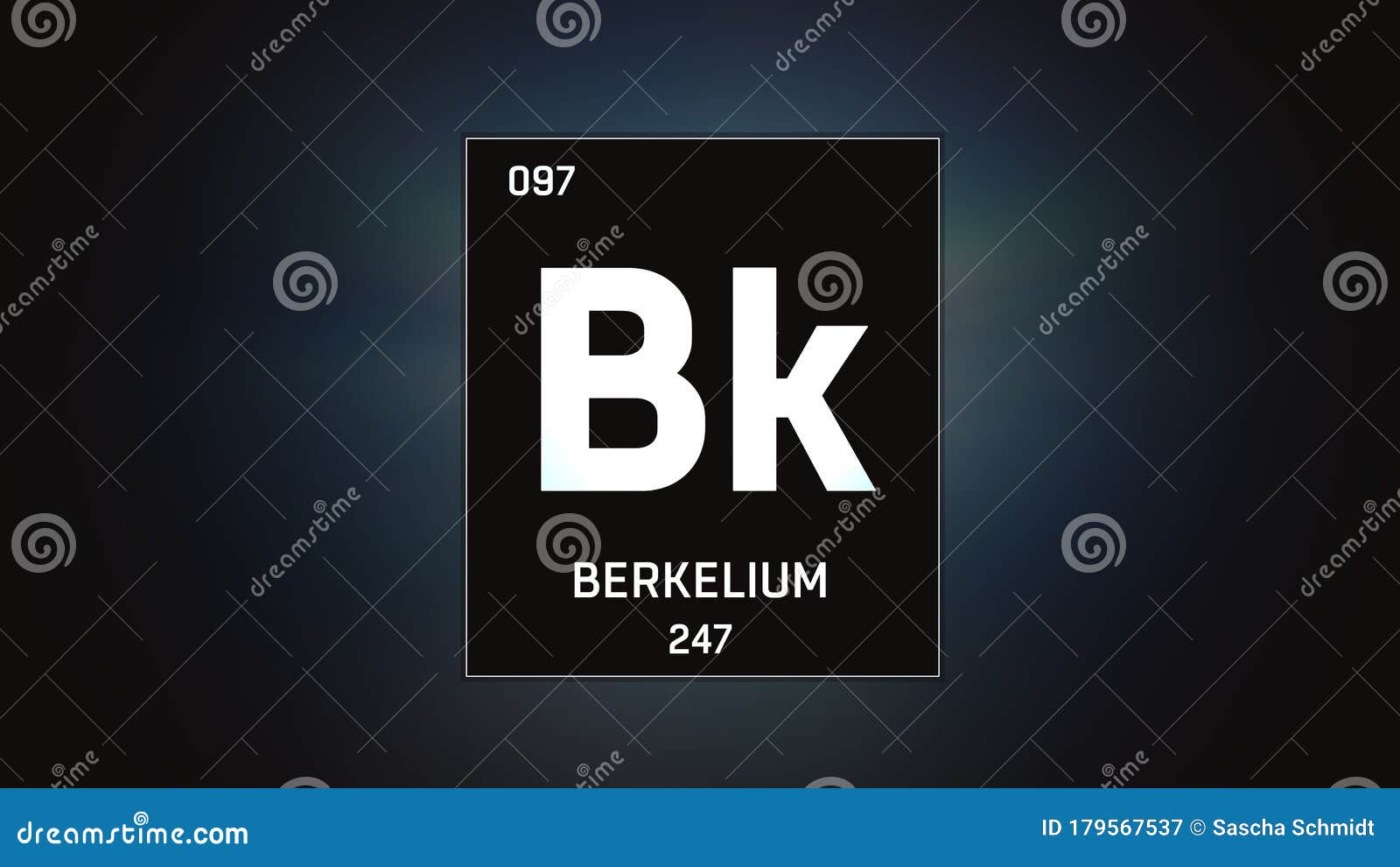 Berkelium As Element 97 of the Periodic Table 3D Illustration on Grey ...