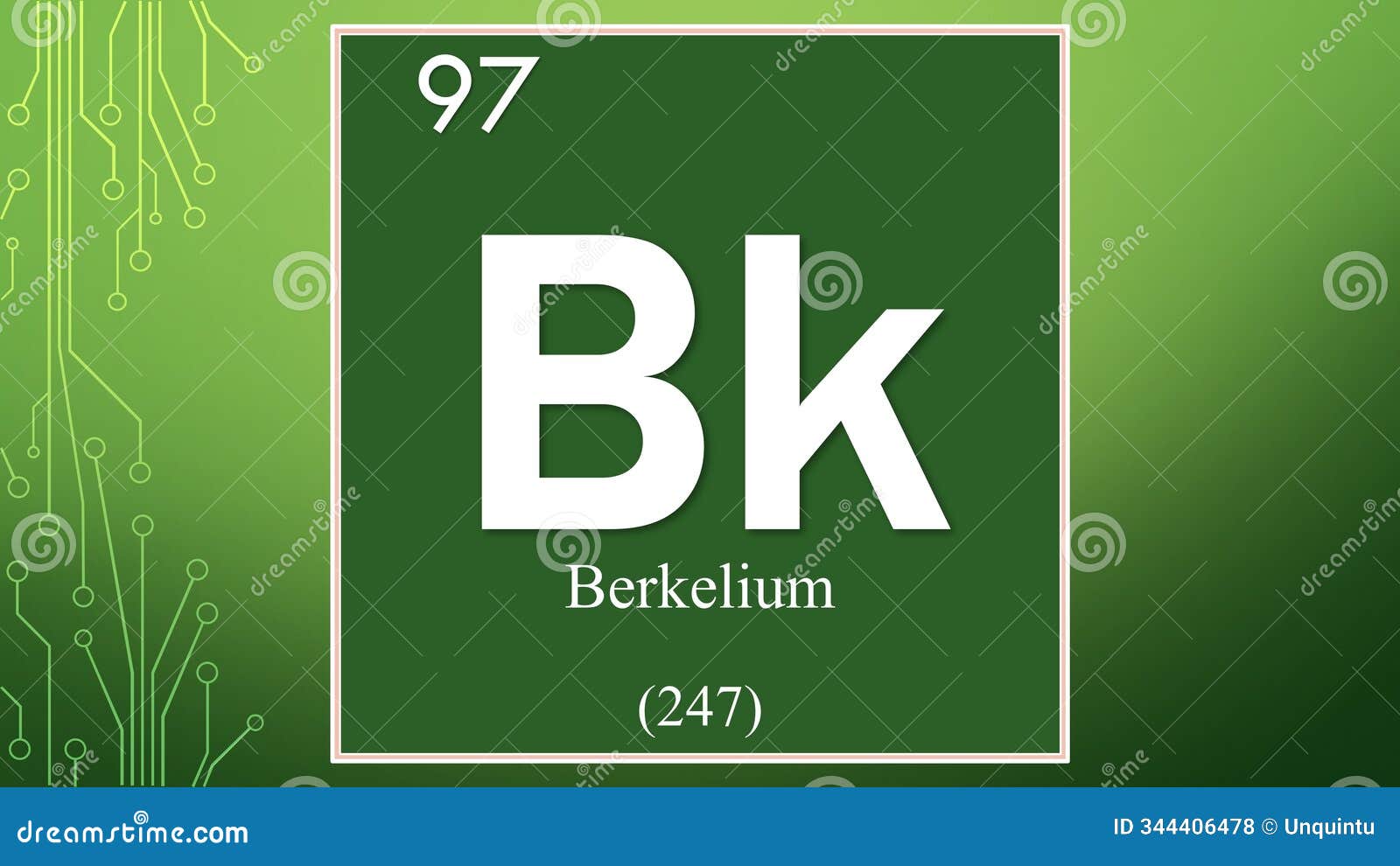 Berkelium Chemical Element Symbol on Green Abstract Background Stock ...