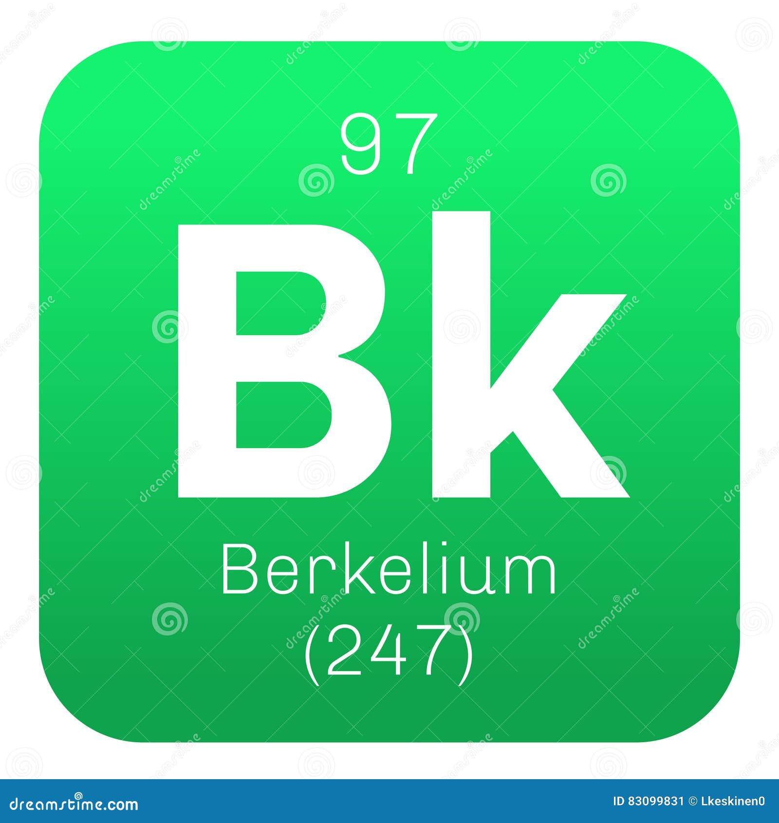 Berkelium Chemical 97 Element Of Periodic Table. Molecule And ...