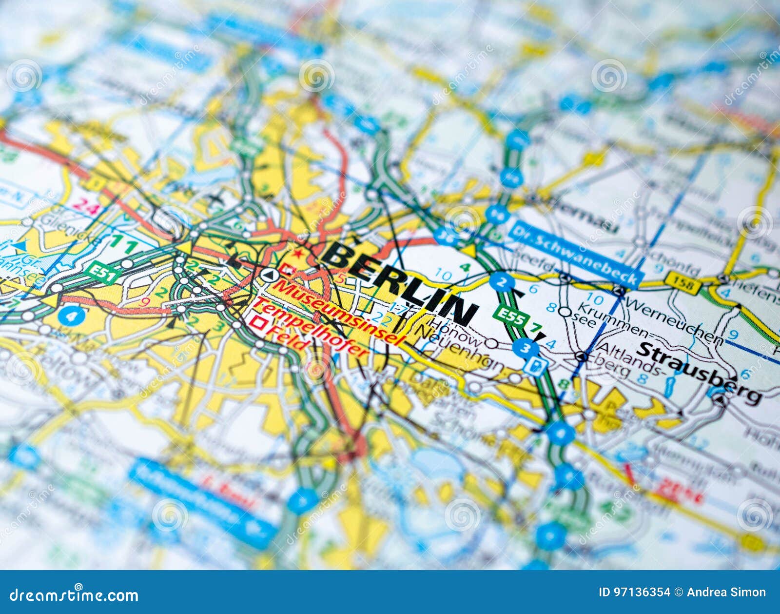 Berlim no mapa foto de stock. Imagem de rota, berlim - 97136354