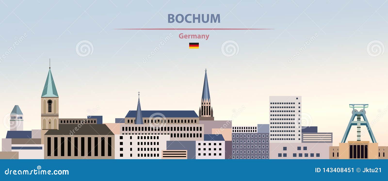Vector Illustration of Bochum Abstract City Skyline on Colorful ...