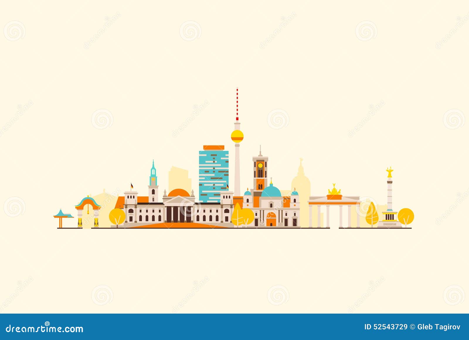 Berlin abstract skyline stock vector. Illustration of tourist - 52543729