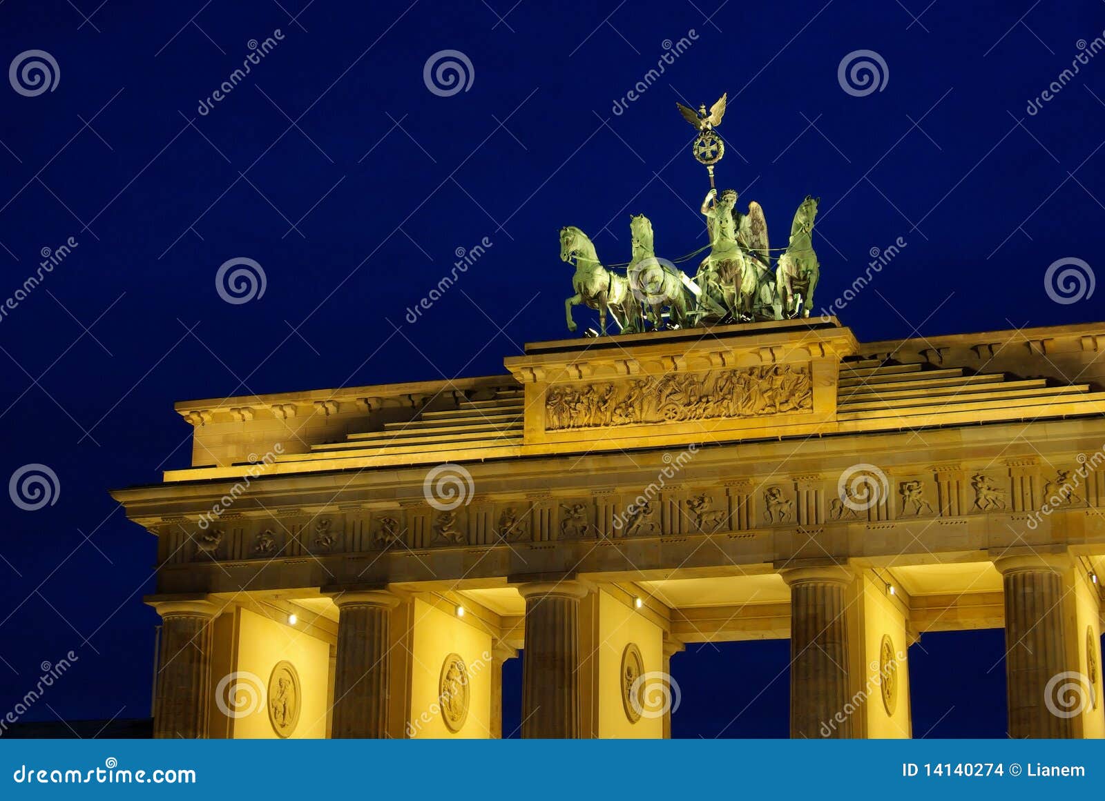 Berlin Brandenburg Gate Night Stock Photo - Image of landmark, germany ...