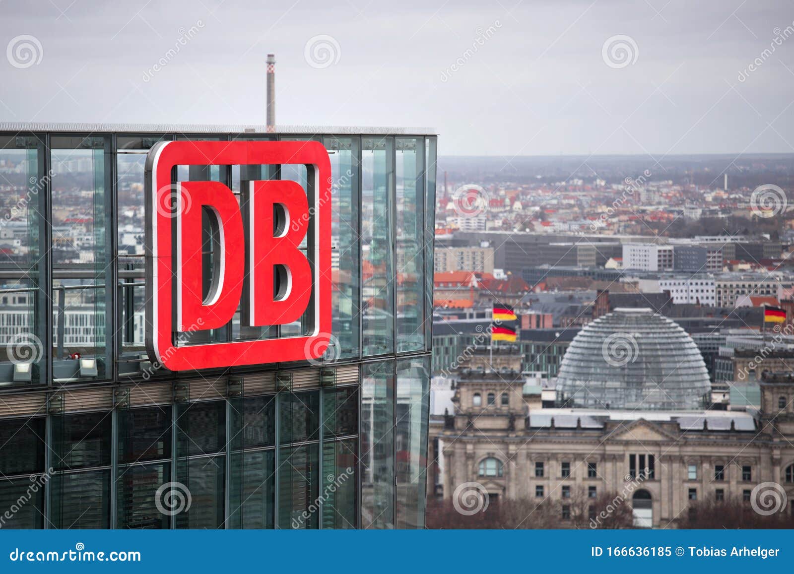 Deutsche Bahn Db Tower Above Berlin Germany Editorial Image - Image of ...