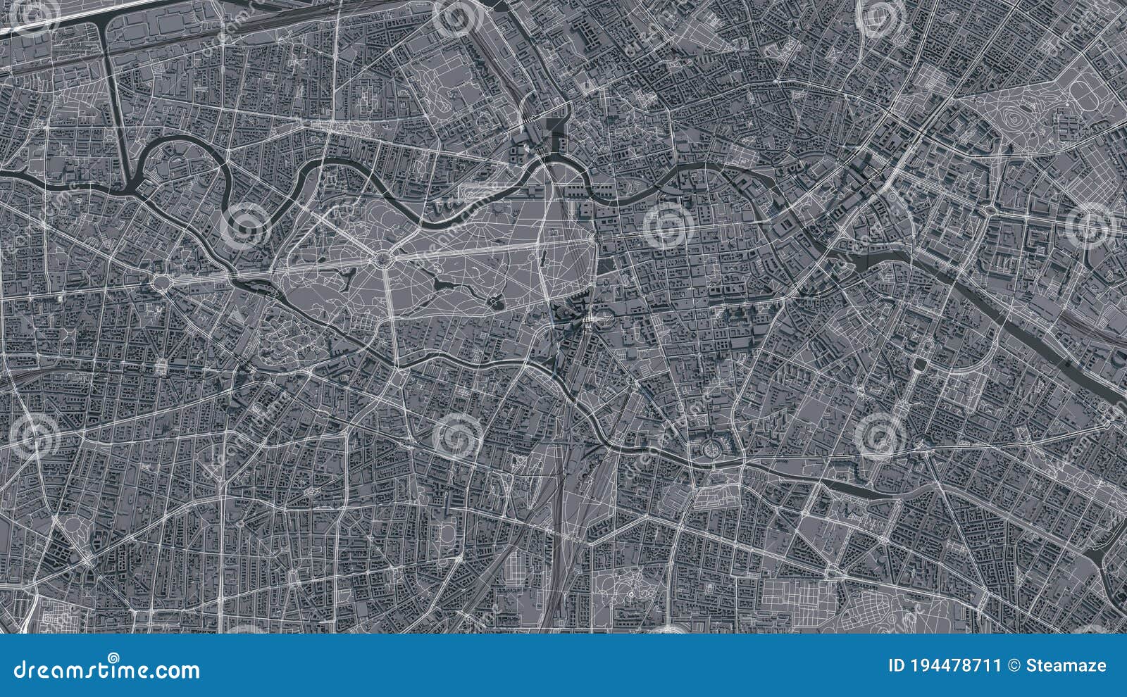 Berlin city 3d map. stock illustration. Illustration of city - 194478711
