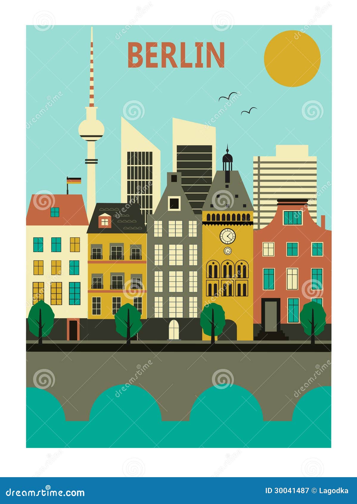 Berlin city. stock vector. Illustration of panoramic - 30041487