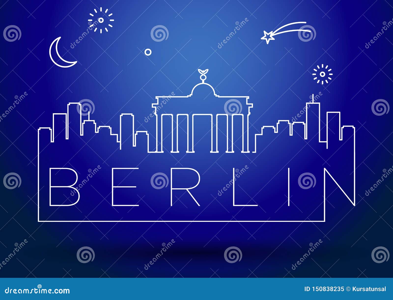 Berlin City Line Silhouette Typographic Design Stock Vector ...